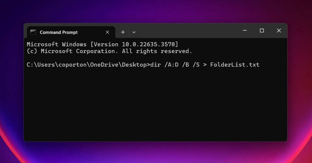 In Windows, make a list of your folder structure. – Coporton WorkStation